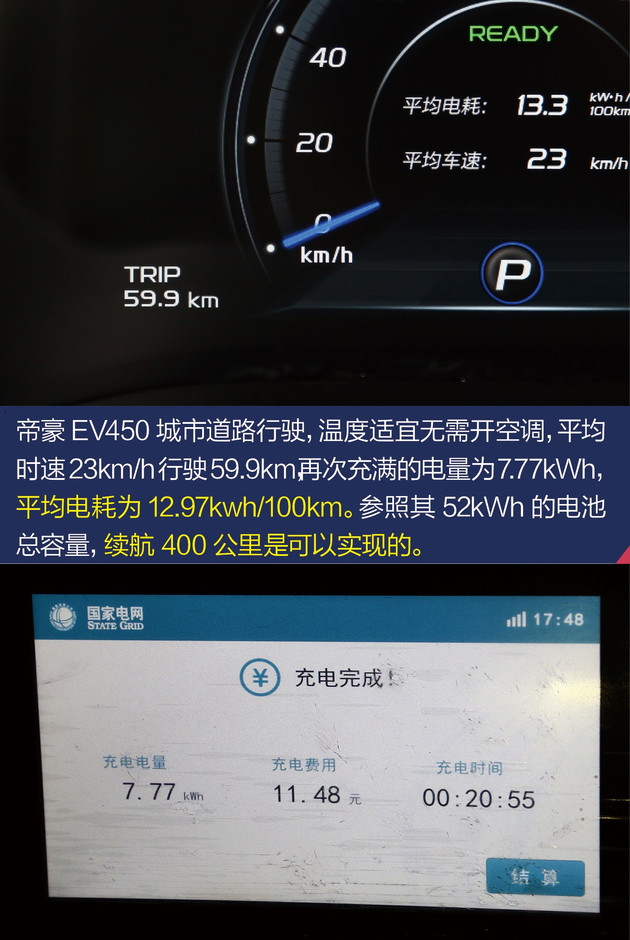 测试吉利帝豪EV450 “三电”全面升级/续航真能到400km